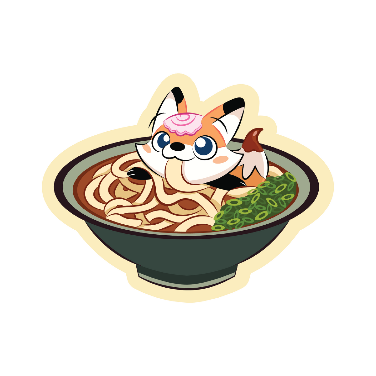 Loot the Fox Kitsune Udon Sticker - Cute Loot Arts – Cute Loot Arts ...
